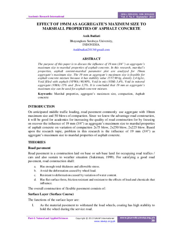 (PDF) EFFECT OF 19MM AS AGGREGATE’S MAXIMUM SIZE TO MARSHALL PROPERTIES ...