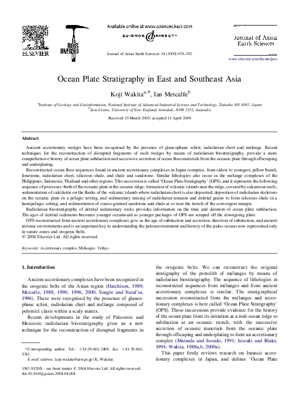 (PDF) Ocean Plate Stratigraphy in East and Southeast Asia