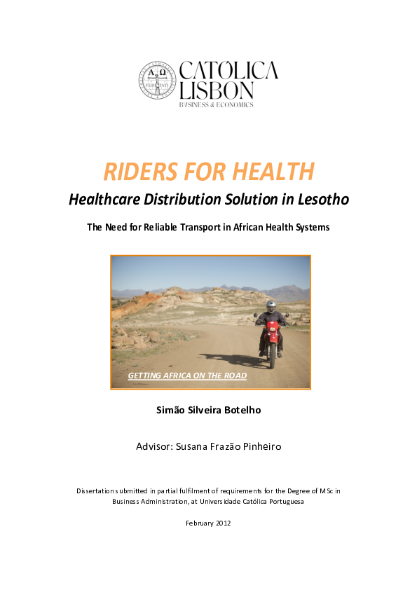 (PDF) RIDERS FOR HEALTH Healthcare Distribution Solution in Lesotho The ...