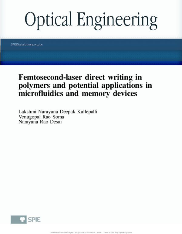 (PDF) Femtosecond-laser direct writing in polymers and potential ...
