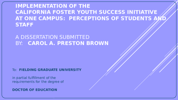 (PPT) IMPLEMENTATION OF THE CALIFORNIA FOSTER YOUTH SUCCESS INITIATIVE ...
