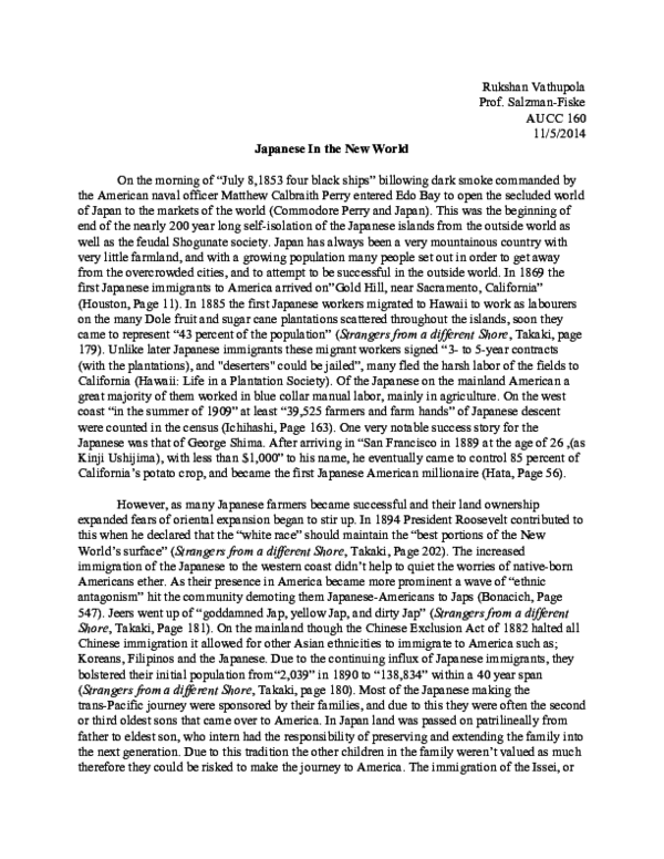(PDF) A History of Japanese immigrants in the United States