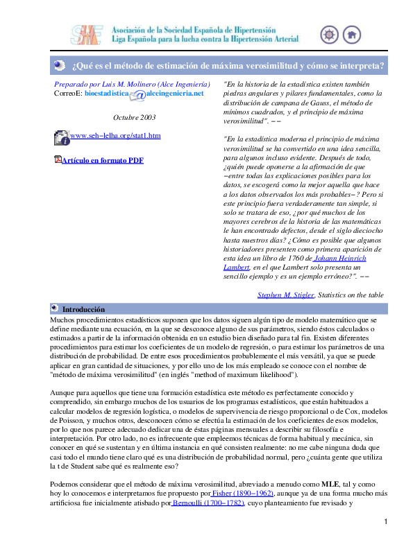 (PDF) Qué es el método de estimación de máxima verosimilitud y cómo se interpreta
