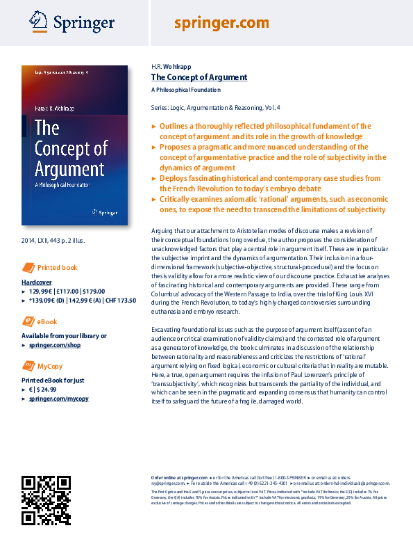 (PDF) The Concept of Argument – A Philosophical Foundation