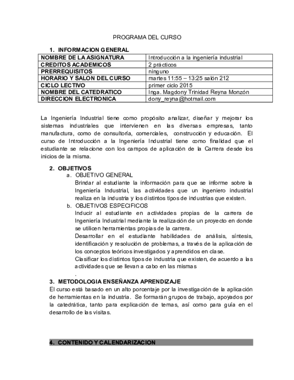 (DOC) PROGRAMA DEL CURSO 1. INFORMACION GENERAL