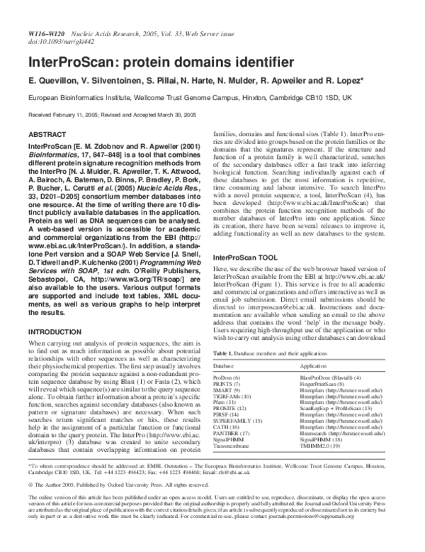 (PDF) InterProScan: protein domains identifier