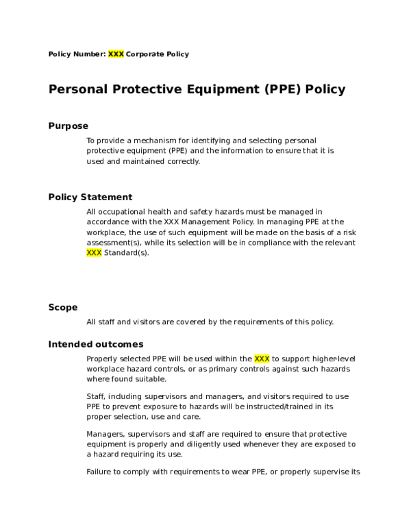 (DOC) ppe policy