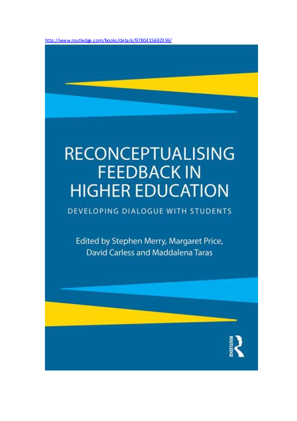 (PDF) Reconceptualising feedback in higher education: Developing ...