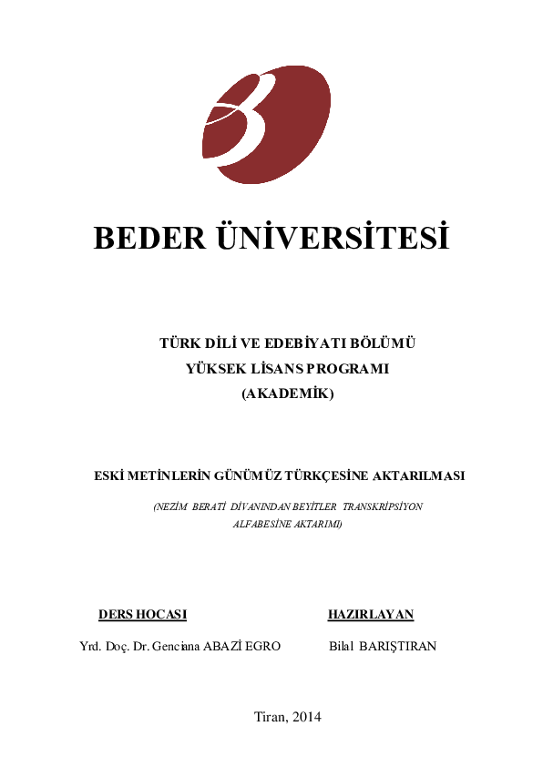 (PDF) Nezim Berati divanı