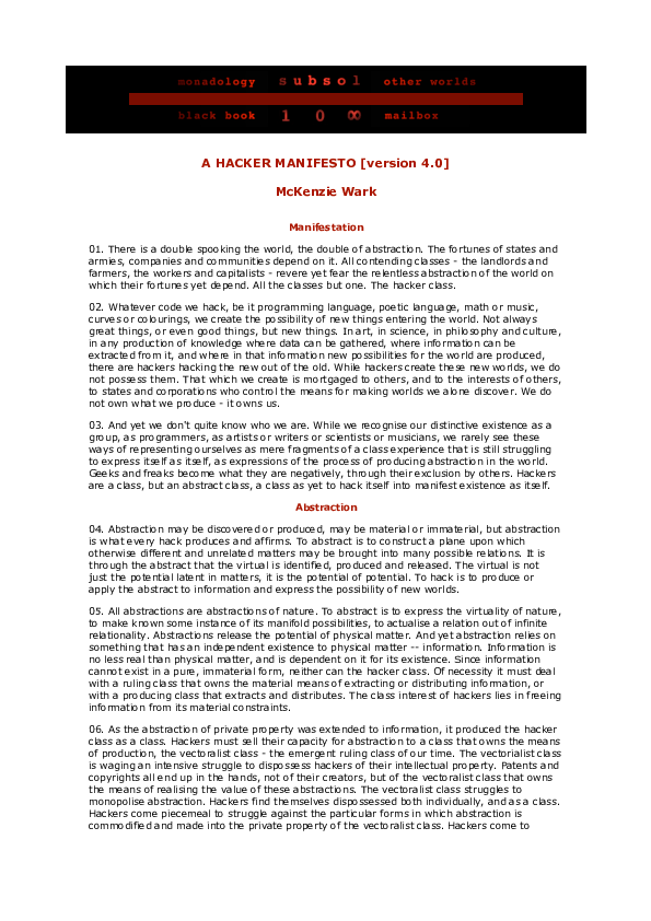 (PDF) A HACKER MANIFESTO [version 4.0