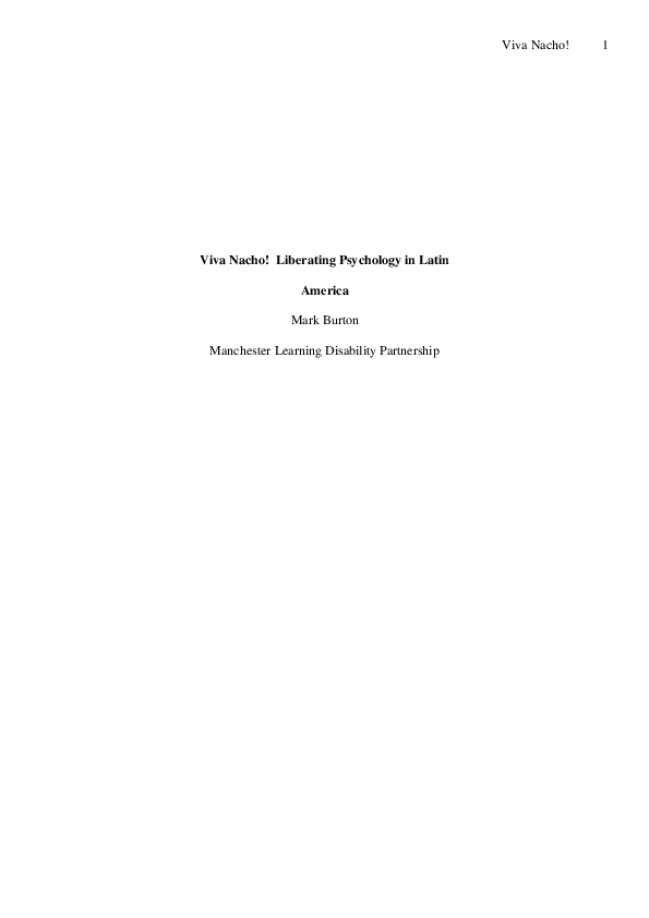(PDF) Viva Nacho! 1 Viva Nacho! Liberating Psychology in Latin ...