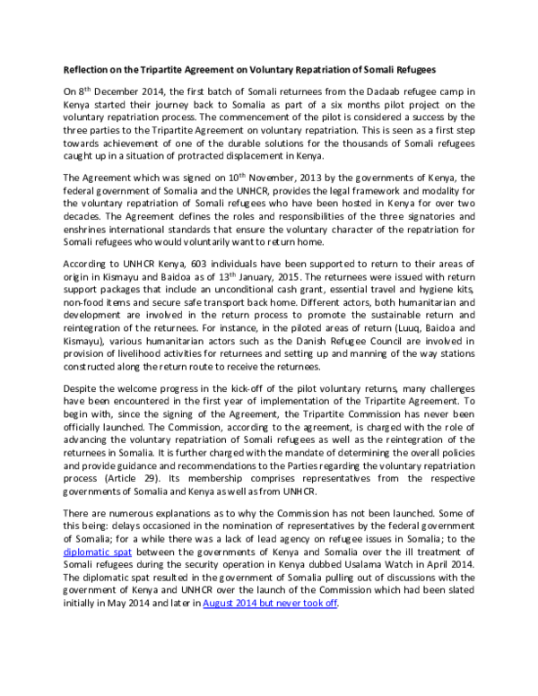 (PDF) Reflection on the Progress of the Tripartite Agreement for the Voluntary Repatriation of ...