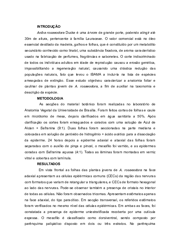(DOC) ANATOMIA DO LIMBO FOLIAR DE PLANTAS JOVENS DE Aniba rosaeodora ...