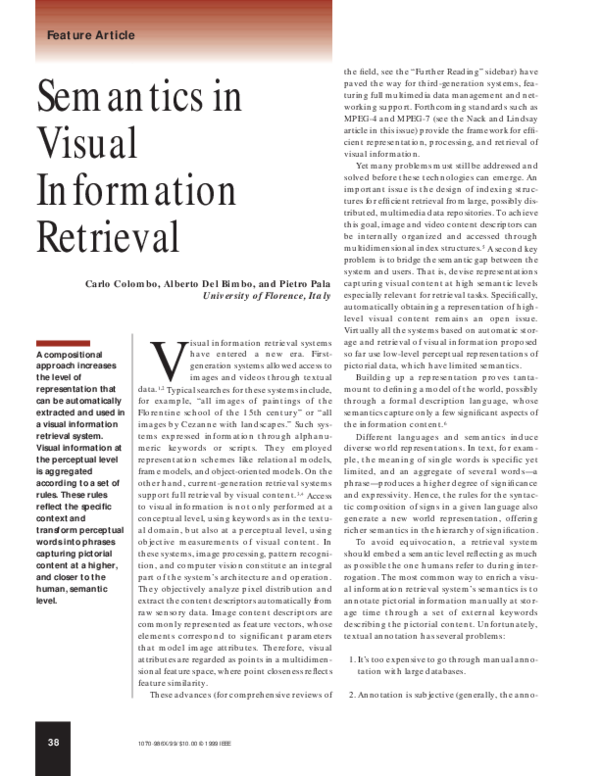 Pdf Semantics In Visual Information Retrieval