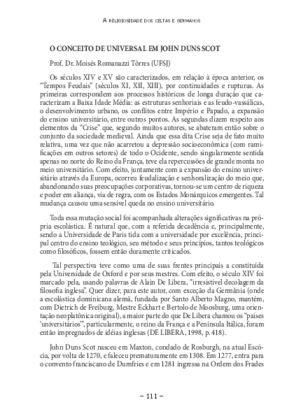 (PDF) O Conceito de Universal em John Duns Scot