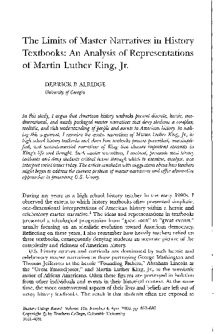 (PDF) The Limits of Master Narratives in History Textbooks: An Analysis ...