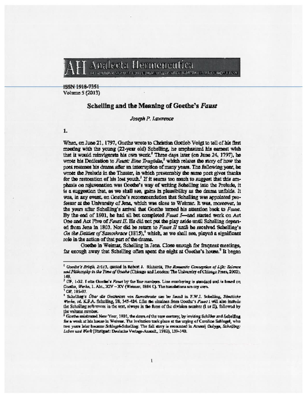 (PDF) Schelling and Goethe