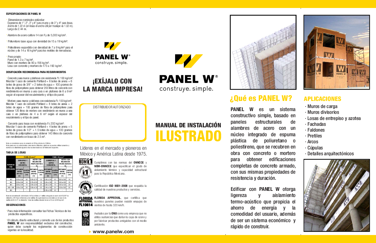 (PDF) ESPECIFICACIONES DE PANEL W