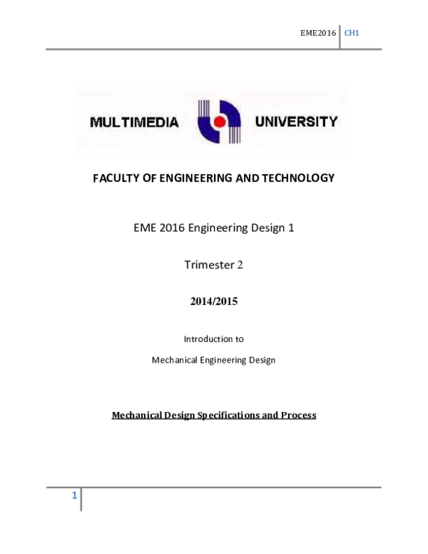 (PDF) Ch1-1a-Mechanical Design Specifications and Processes