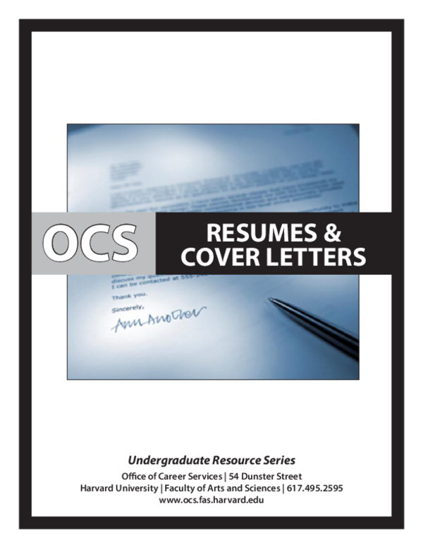 CVs and Cover Letters - Harvard Office of Career Services