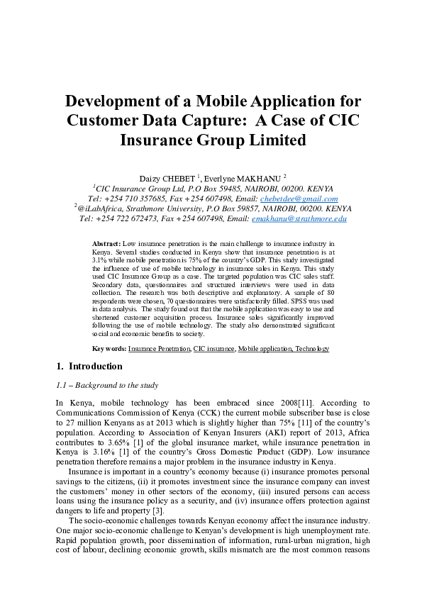 (PDF) Development of a Mobile Application for Customer Data Capture: A ...
