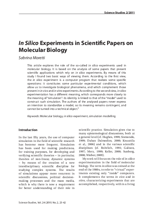 (PDF) In Silico Experiments in Scientific Papers on