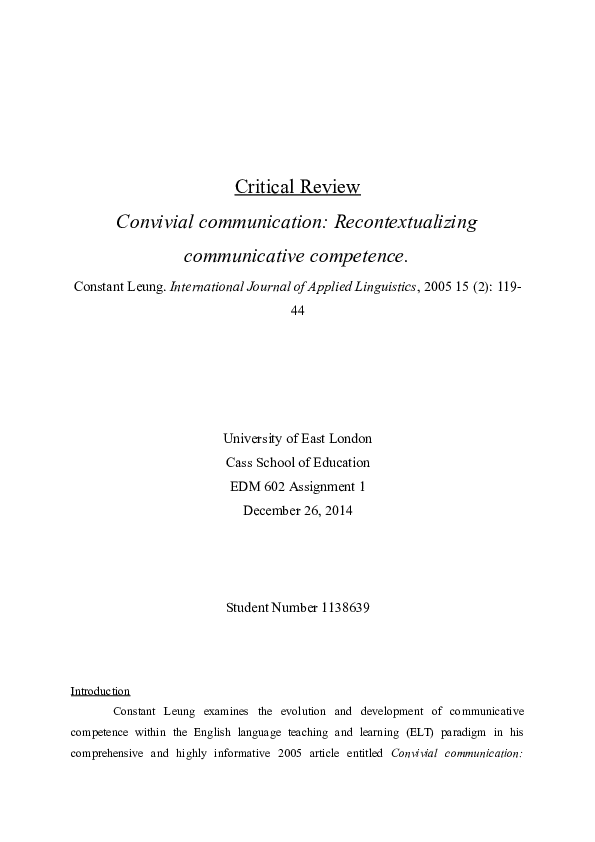 (DOC) Critical Review: Convivial communication: Recontextualizing ...