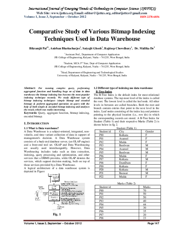 (PDF) Comparative Study of Various Bitmap Indexing Techniques Used in ...