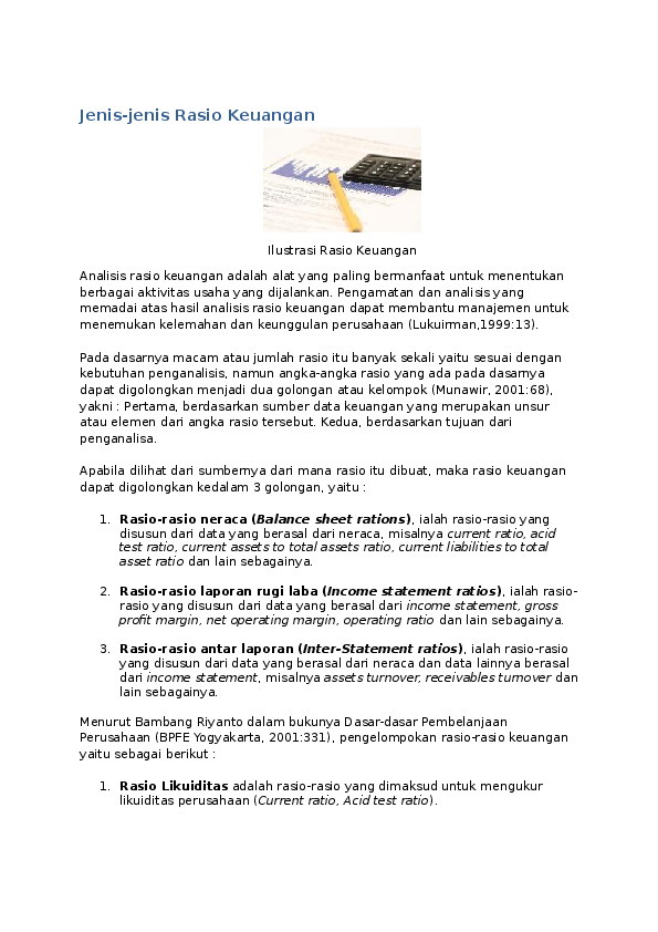 (DOC) Jenis-jenis Rasio Keuangan