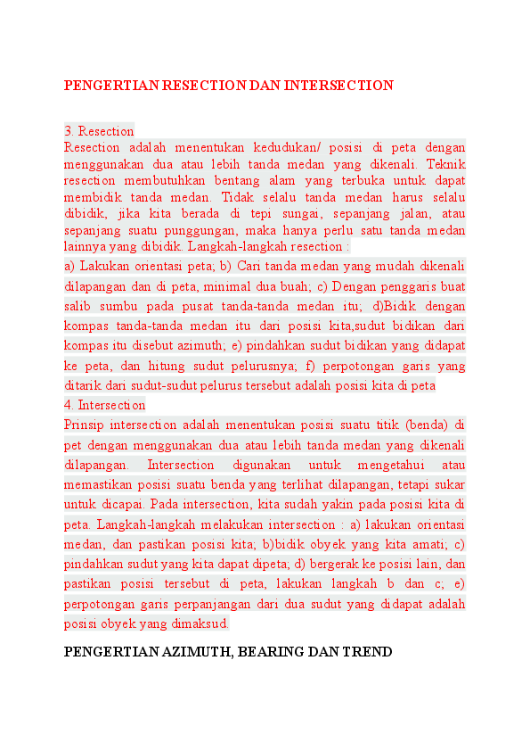 (DOC) PENGERTIAN RESECTION DAN INTERSECTION