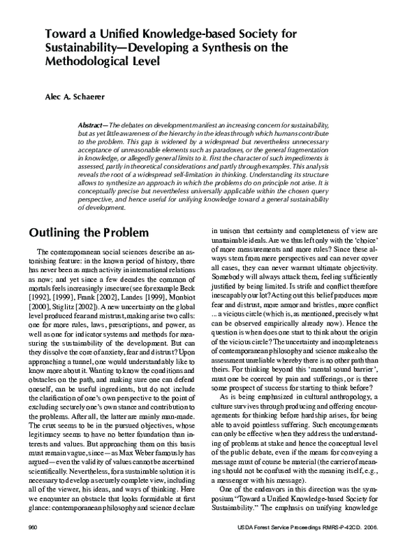 (PDF) Toward a Unified Knowledge-based Society for Sustainability ...