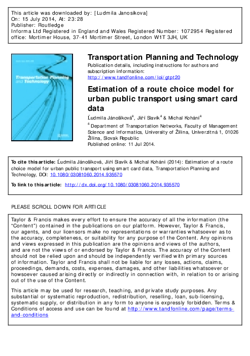 (PDF) Estimation of a route choice model for urban public transport using smart card data