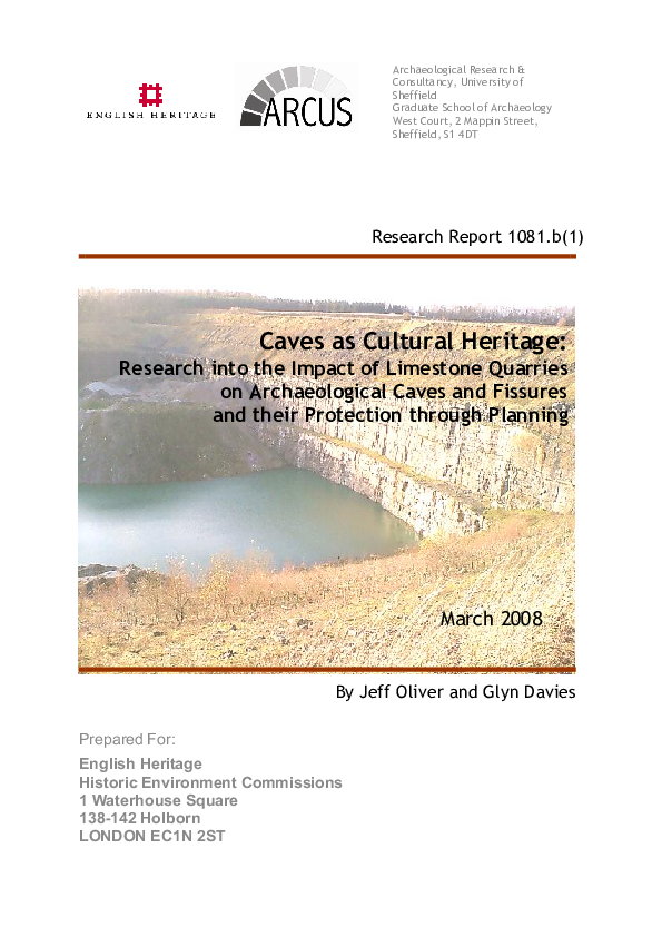 (PDF) Caves as Cultural Heritage: Research into the Impact of Limestone ...