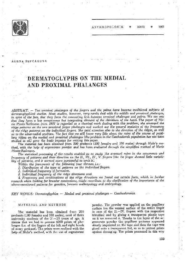 (PDF) Dermatoglyphs on the medial and proximal phalanges