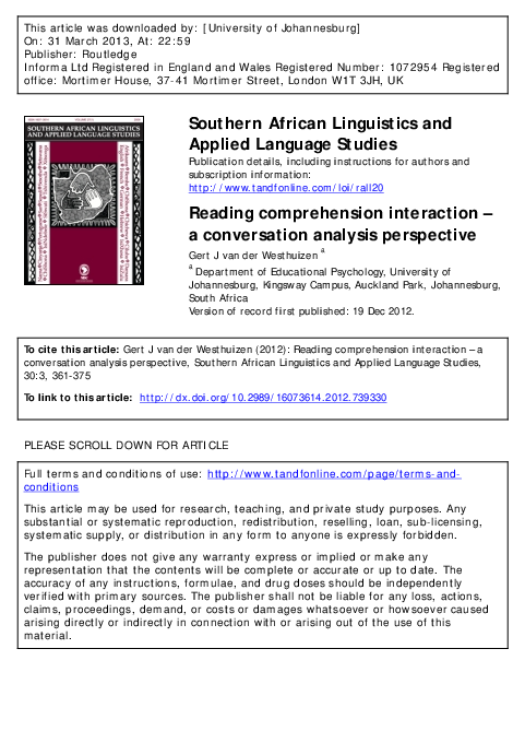 (PDF) Reading comprehension conversation