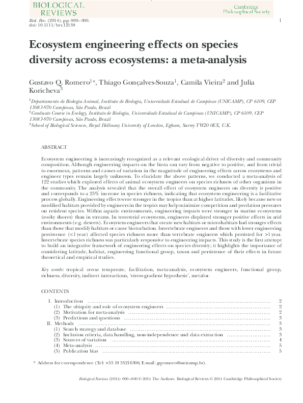 (PDF) Ecosystem engineering effects on species diversity across ...