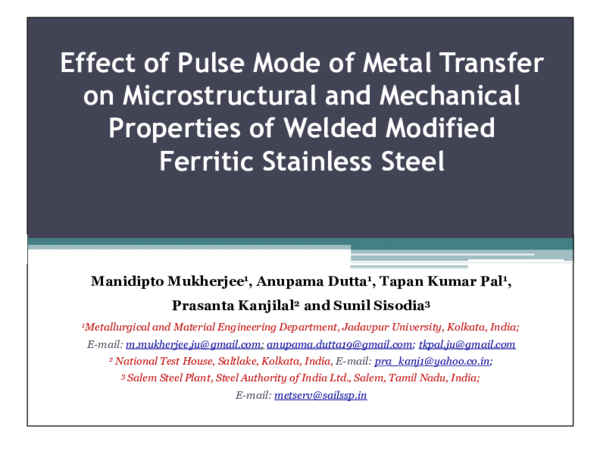 (PDF) Effect of Pulse Mode of Metal Transfer on Microstructural and ...