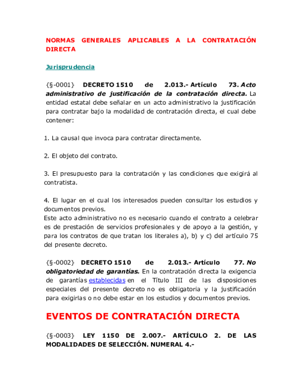 (DOC) NORMAS GENERALES APLICABLES A LA CONTRATACIÓN DIRECTA