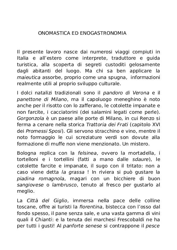 (DOC) ONOMASTICA ED ENOGASTRONOMIA