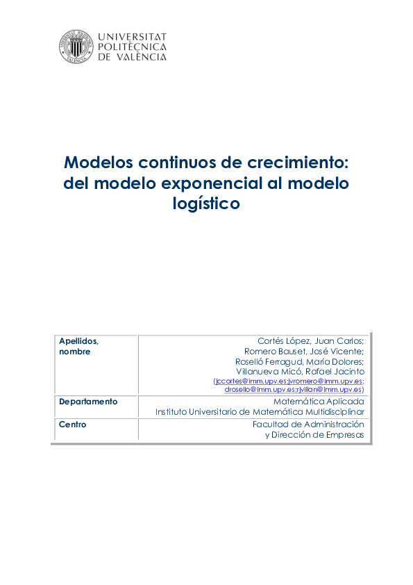 (PDF) Modelos continuos de crecimiento: del modelo exponencial al ...