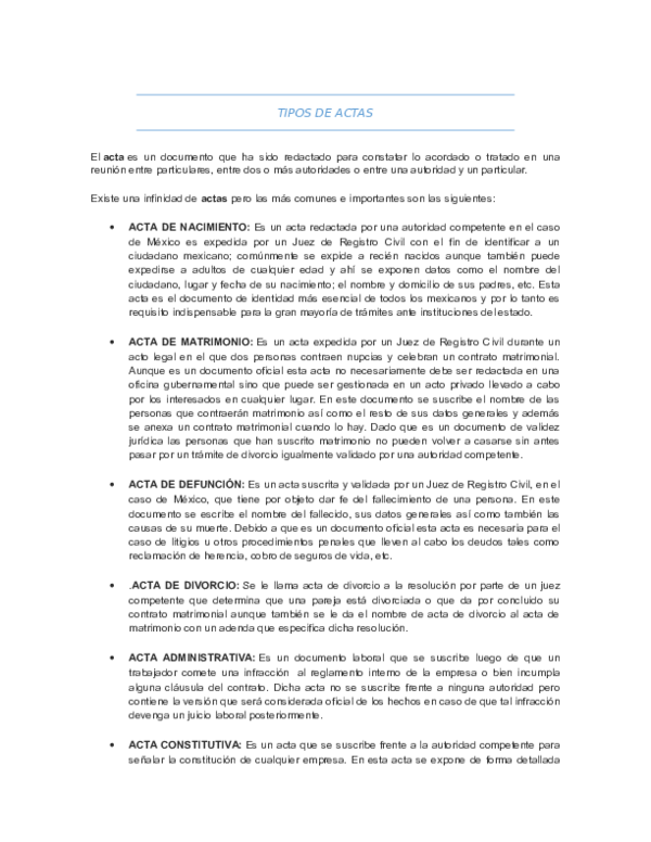 (DOC) TIPOS DE ACTAS