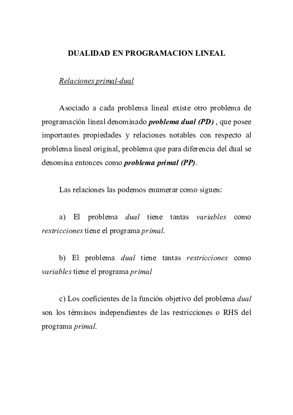 (PDF) DUALIDAD EN PROGRAMACION LINEAL