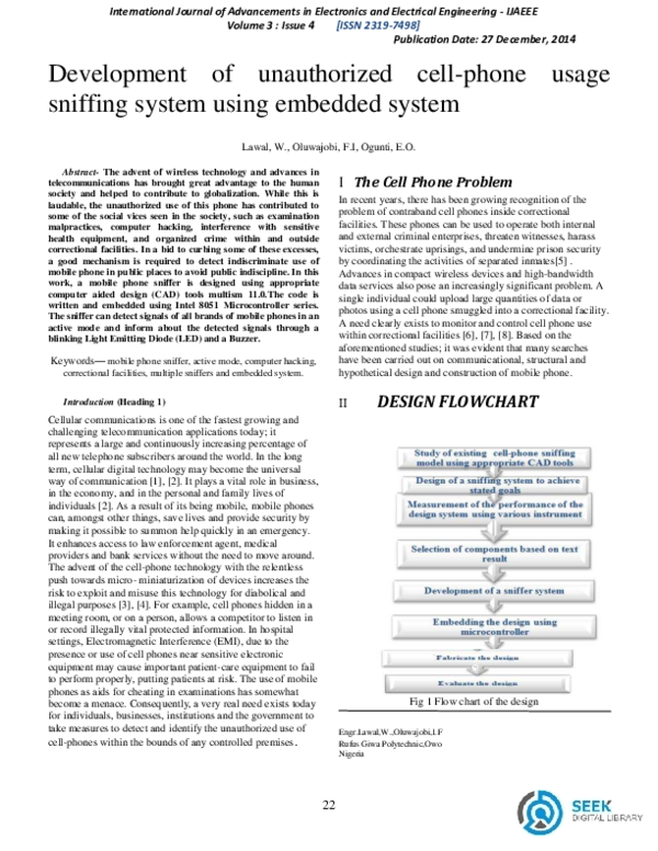 (PDF) Development of unauthorized cell-phone usage sniffing system ...
