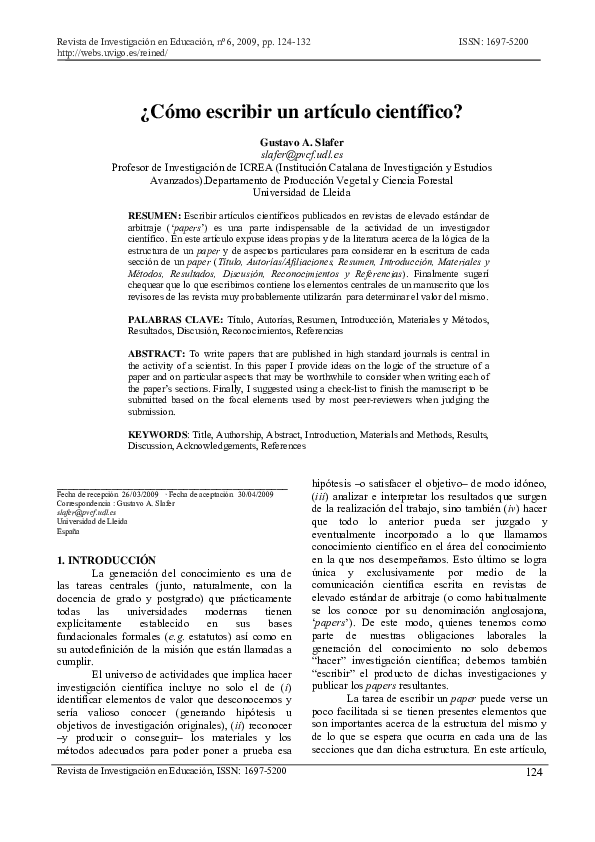 (PDF) Cómo escribir un artículo científico