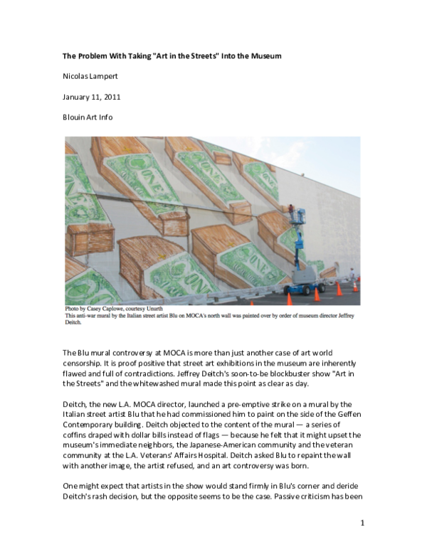 (PDF) The Problem With Taking "Art in the Streets" Into the Museum ...