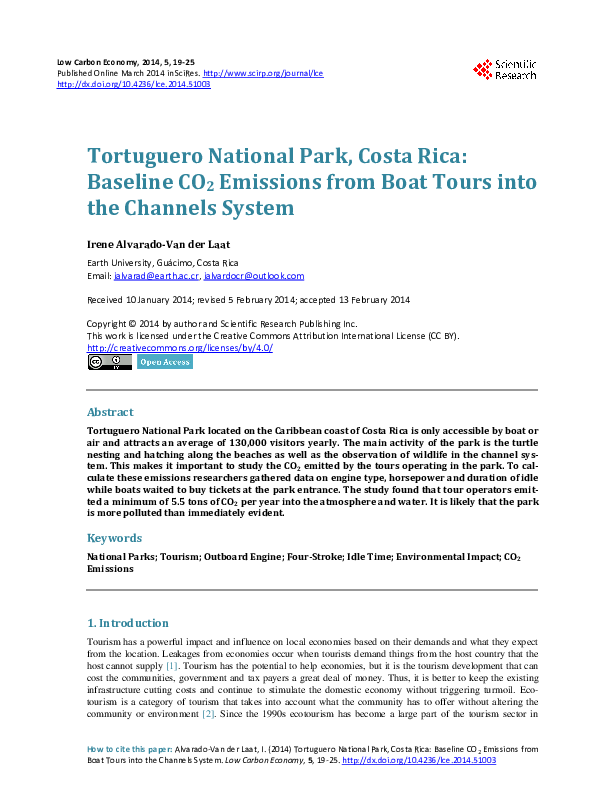 (PDF) Tortuguero National Park, Costa Rica: Baseline CO2 Emissions from ...