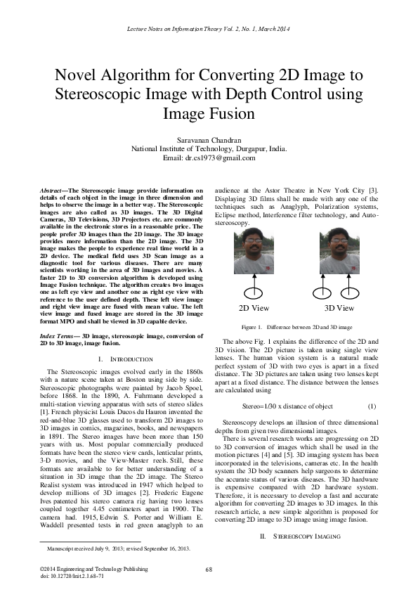 (PDF) Novel Algorithm for Converting 2D Image to Stereoscopic Image with Depth Control using ...