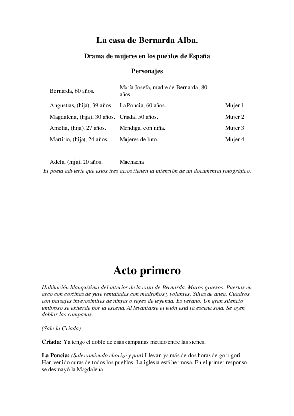 (PDF) La casa de Bernarda Alba