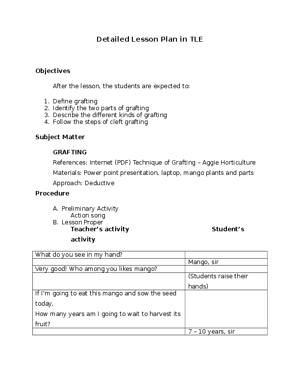 (DOC) Sample Detailed Lesson Plan | Mel Bie - Academia.edu