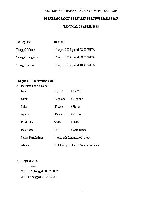 (DOC) Langkah I : Identifikasi data